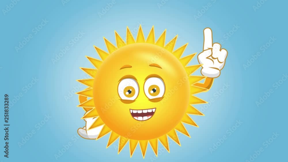 Cartoon Cute Sun Think and Idea with Face for Kids Animation with Alpha ...