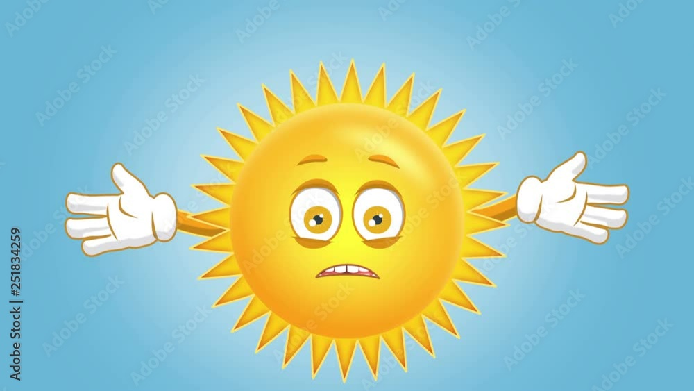 Cartoon Cute Sun Do Not Know Shrug with Face for Kids Animation with ...