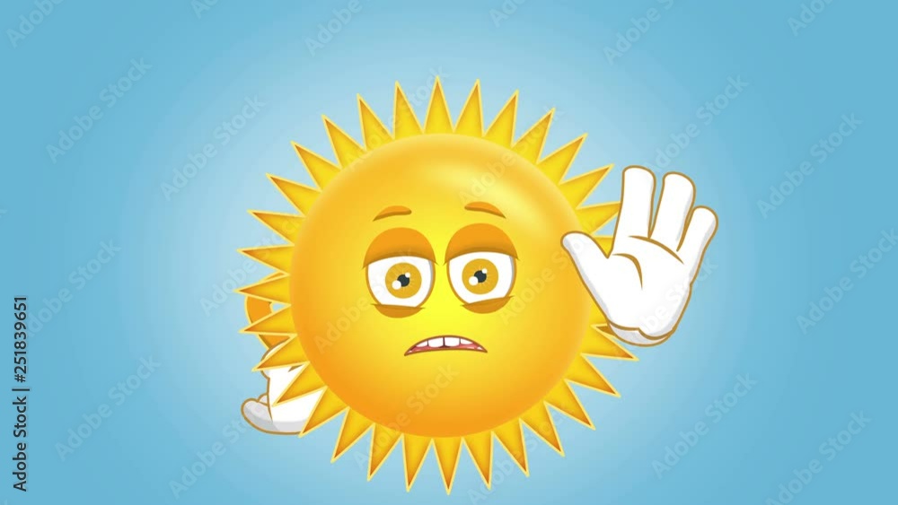 Cartoon Cute Sun Stop Hand Gesture with Face for Kids Animation with ...