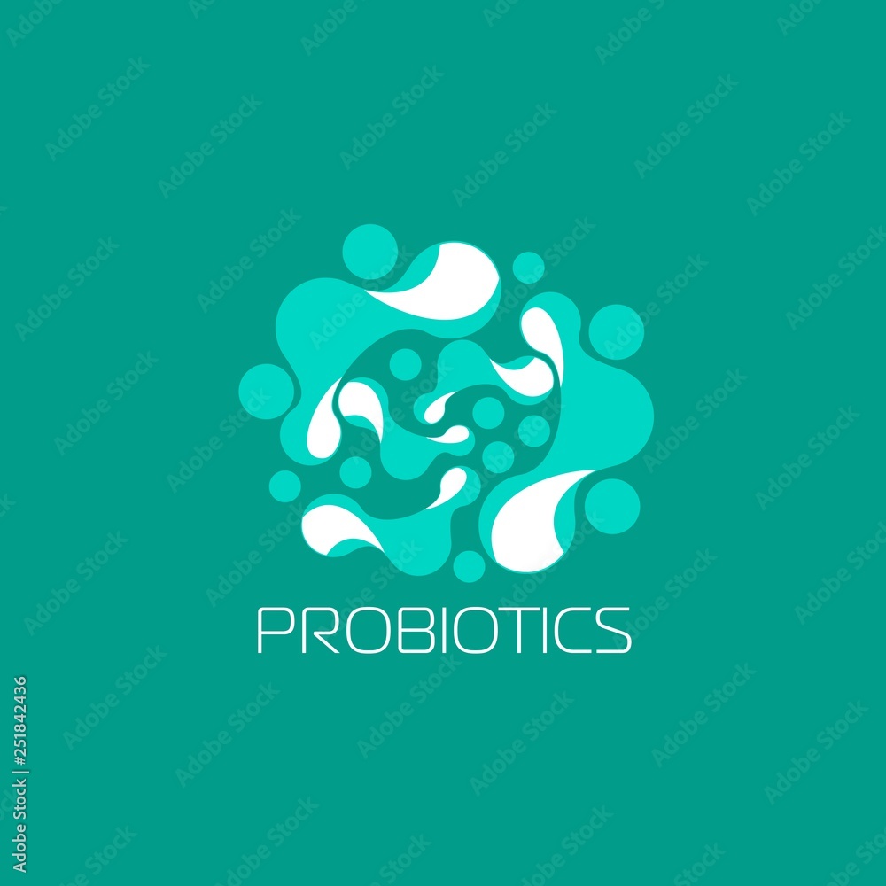 Probiotics logo. Bacteria logo. Concept of healthy nutrition ingredient ...