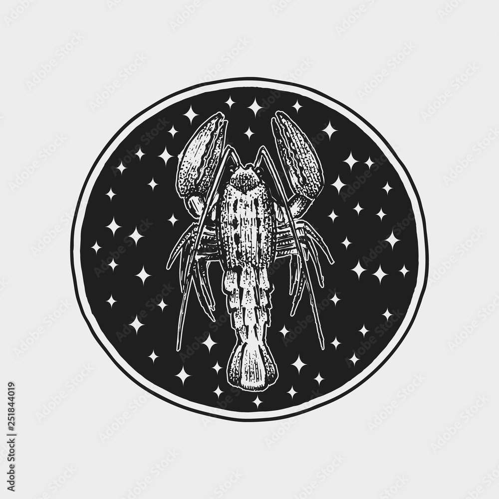 Cancer Zodiac icon. Astrology horoscope with sign. Calendar template ...