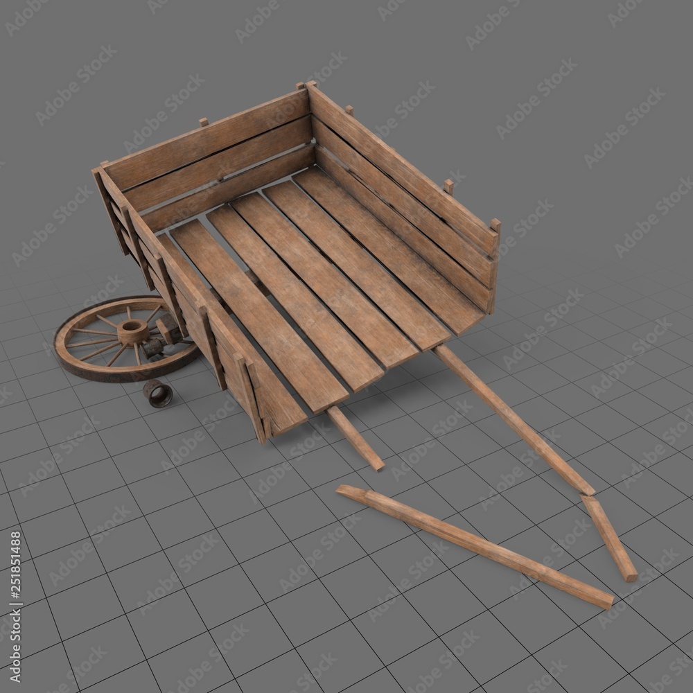 Broken wooden cart 1 Stock 3D asset | Adobe Stock