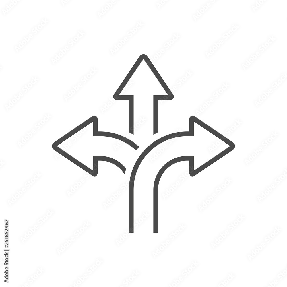 Three-way direction arrow icon Stock Vector | Adobe Stock