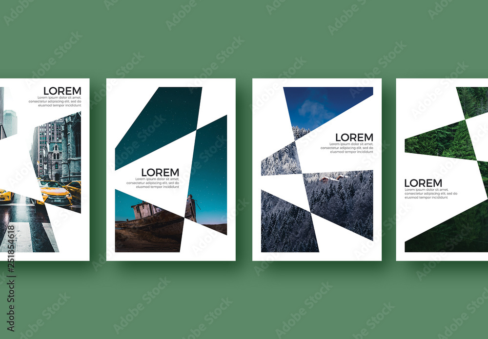 Poster Layouts with Irregular Geometric Shapes Stock Template | Adobe Stock