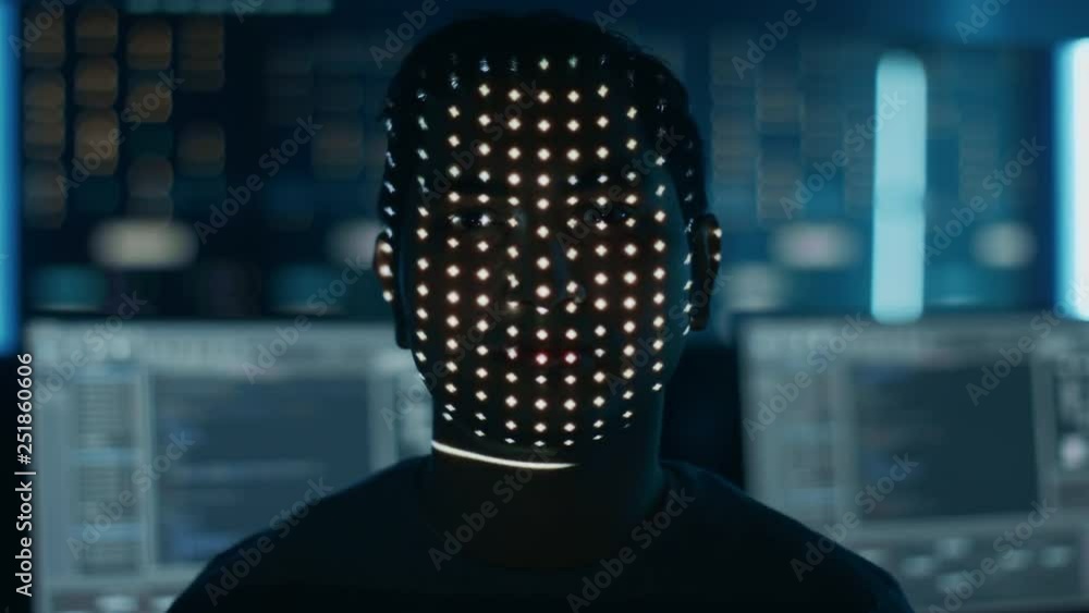 Handsome Young Indian Man is Identified by Biometric Facial Recognition ...