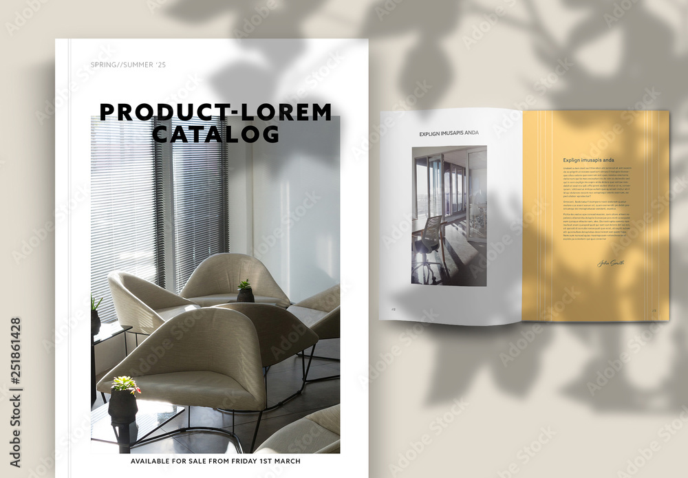 Product Catalog Layout with Yellow Accents Stock Template | Adobe Stock