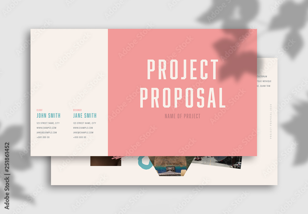 Project Proposal Layout with Pink and Blue Accents Stock Template ...