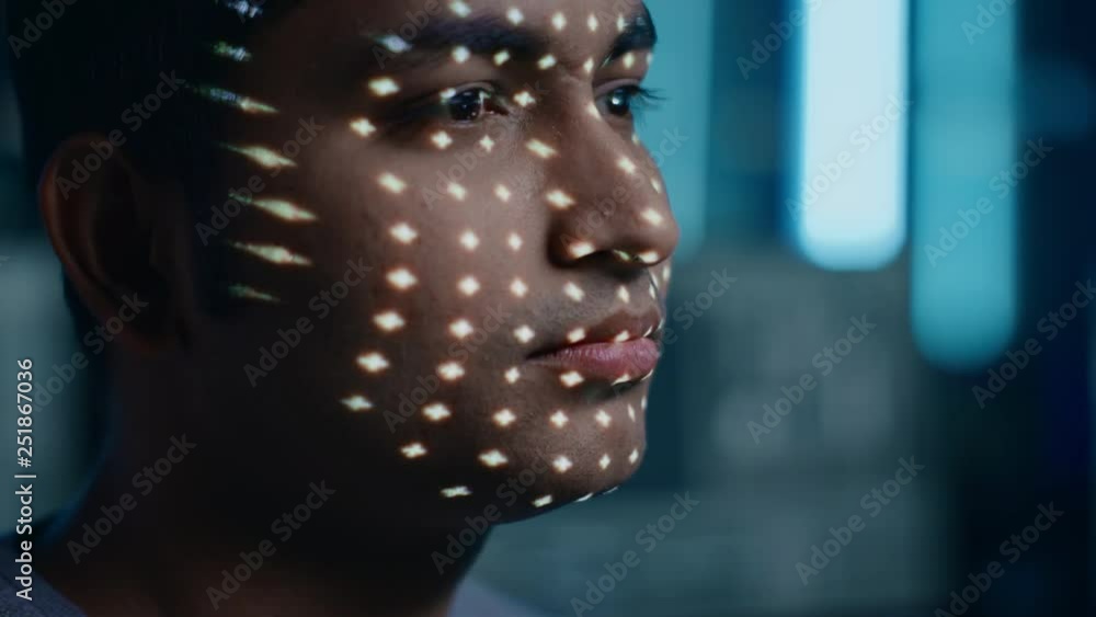 Handsome Young Indian Man is Identified by Biometric Facial Recognition ...