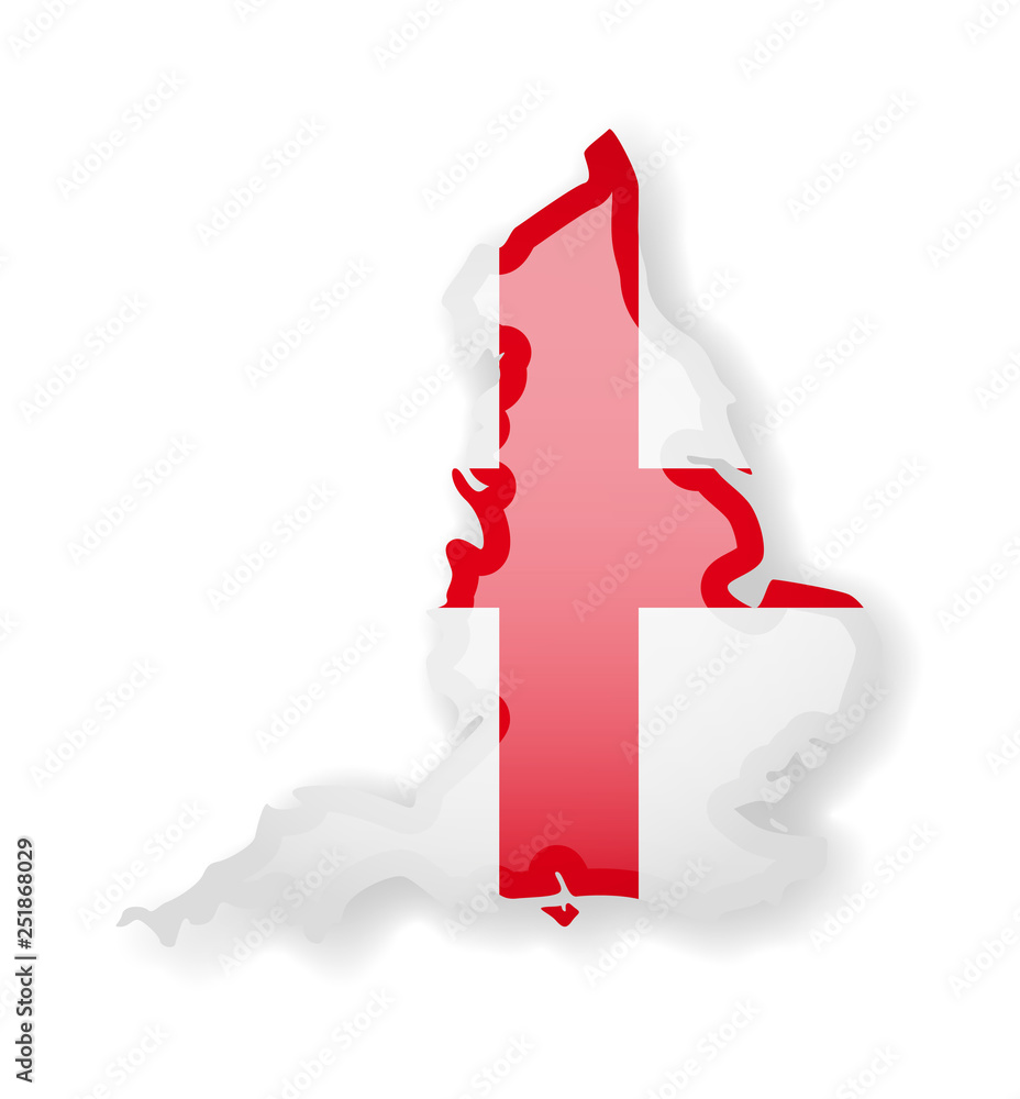 England flag and outline of the country on a white background. Vector ...