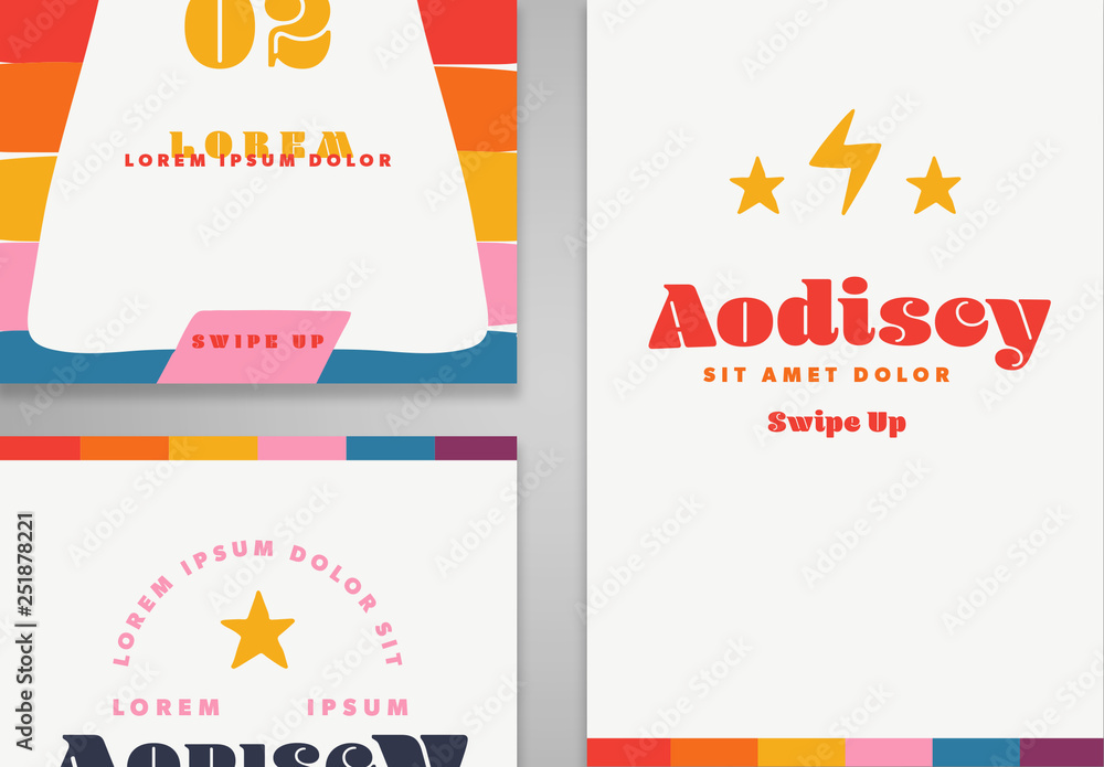 Eight Social Media Post Layouts with Rainbow Elements Stock Template ...