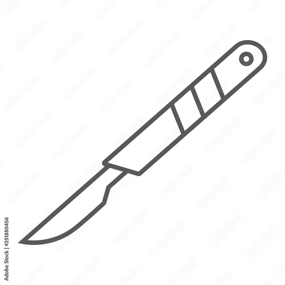 Scalpel thin line icon, cut and surgeon, medical blade sign, vector ...