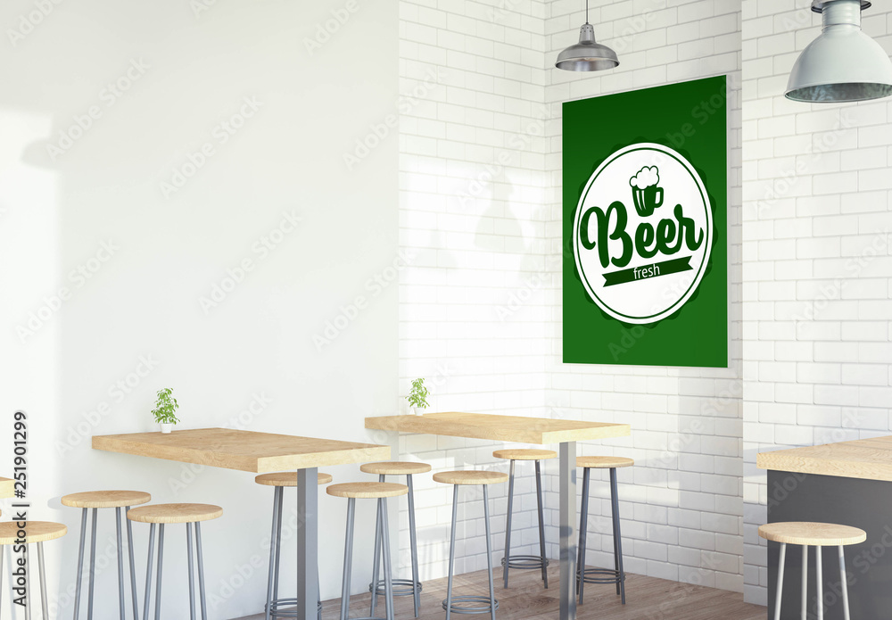 Poster on Bar Wall Mockup Stock Template | Adobe Stock
