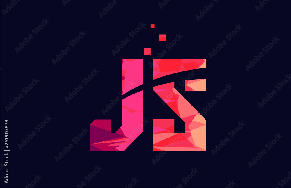 pink blue background color alphabet letter combination JS J S for logo ...