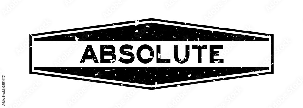 Grunge black absolute word hexagon rubber seal stamp on white ...