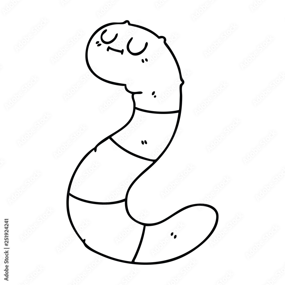 quirky line drawing cartoon worm Stock Vector | Adobe Stock