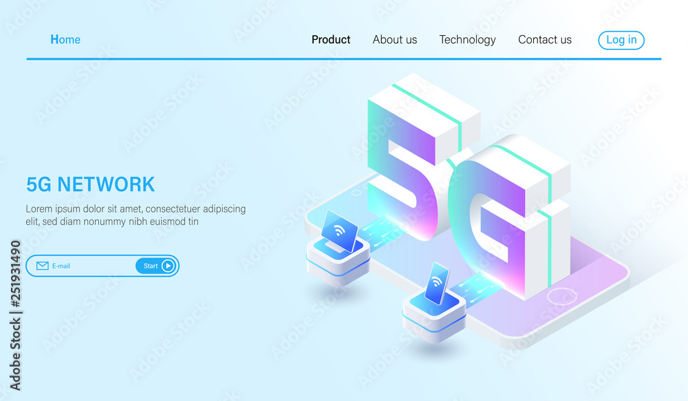 5G mobile network wireless systems and internet vector illustration ...