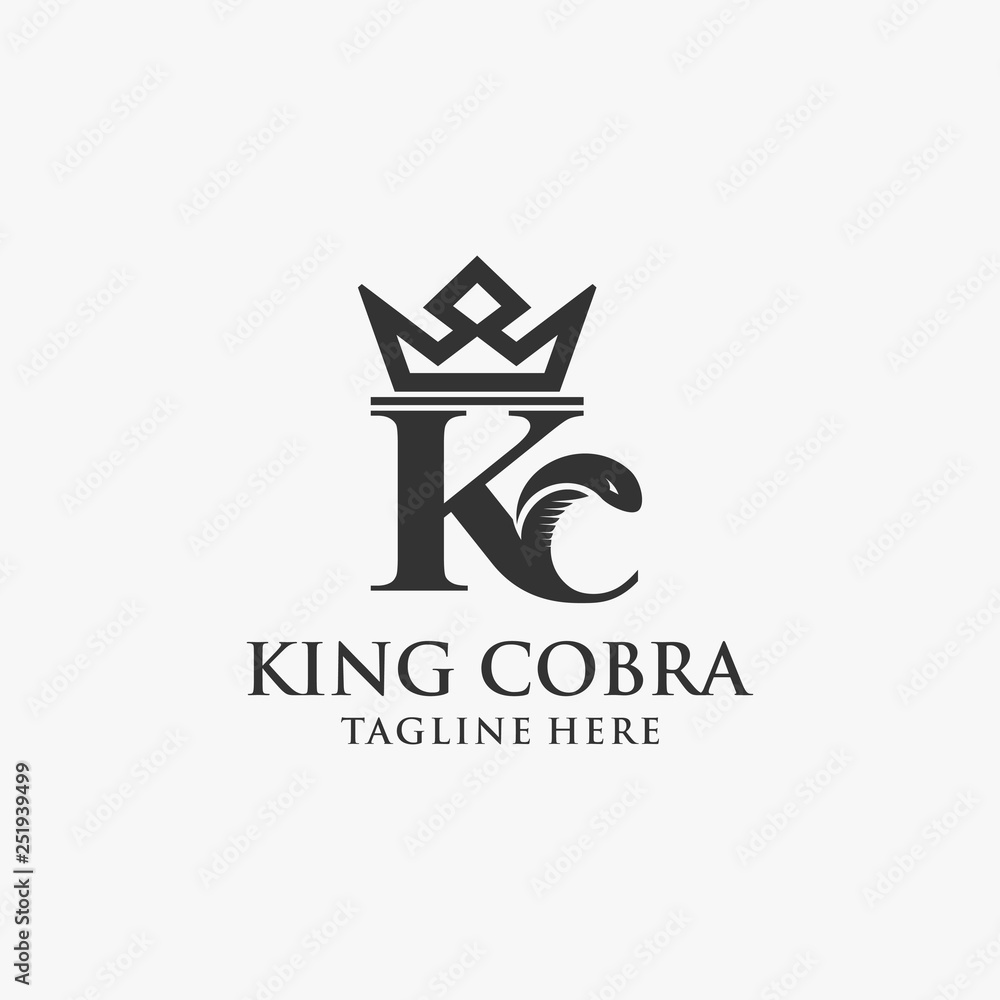 Letter KC king cobra logo design Stock Vector | Adobe Stock