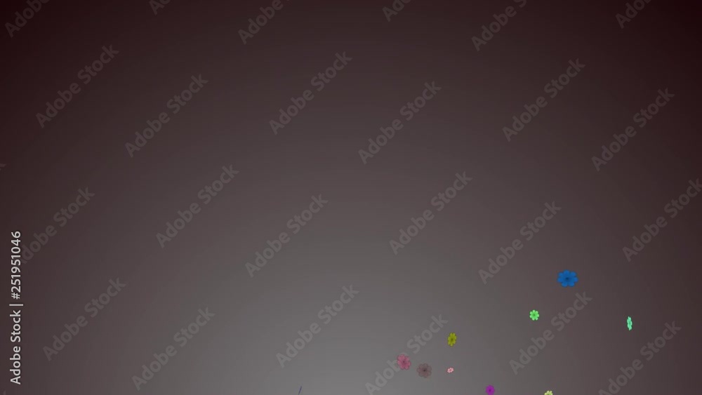 Flower Colored confetti explode from Left to right. Dark background ...