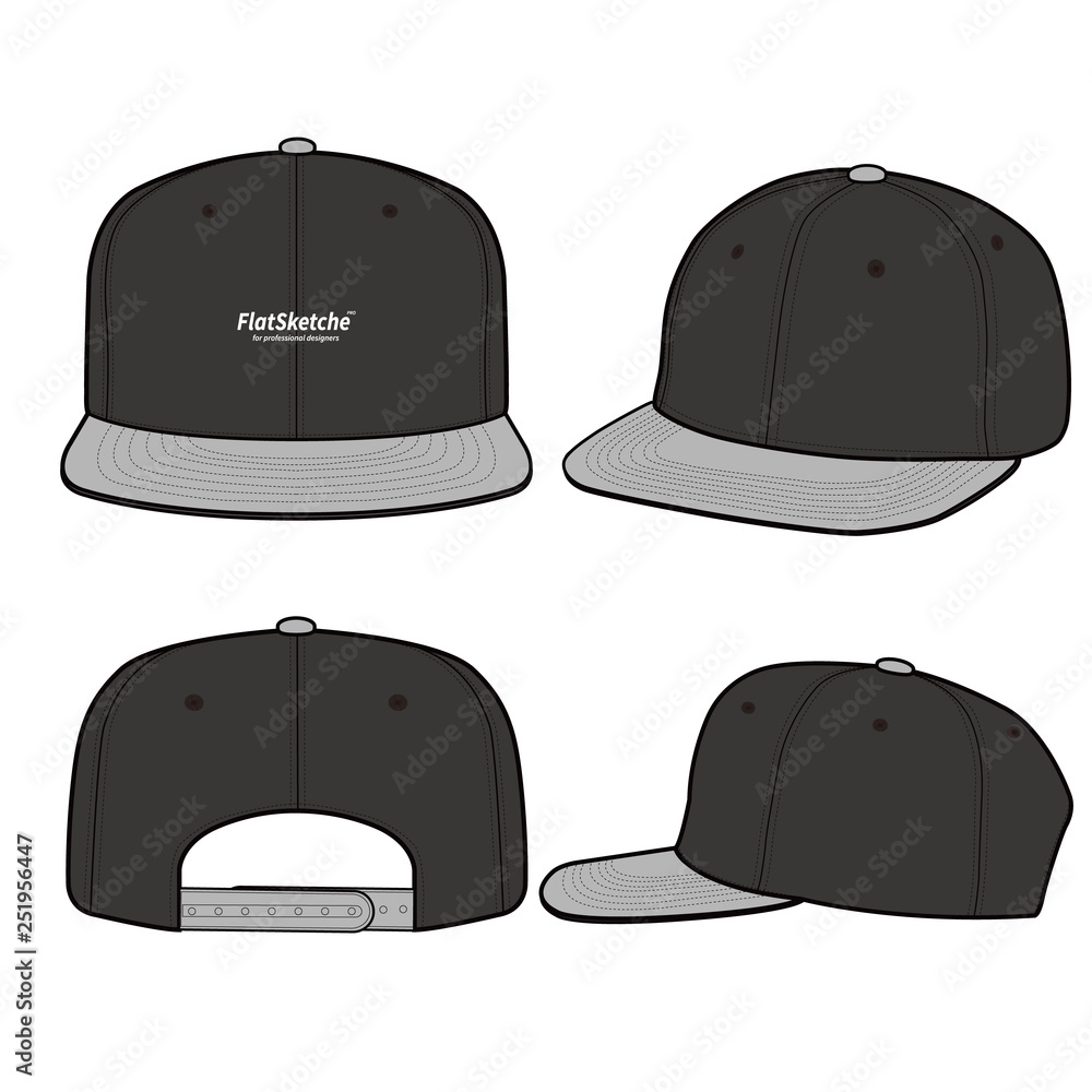 SNAPBACK Cap Fashion flat vector mockup design Stock Vector | Adobe Stock