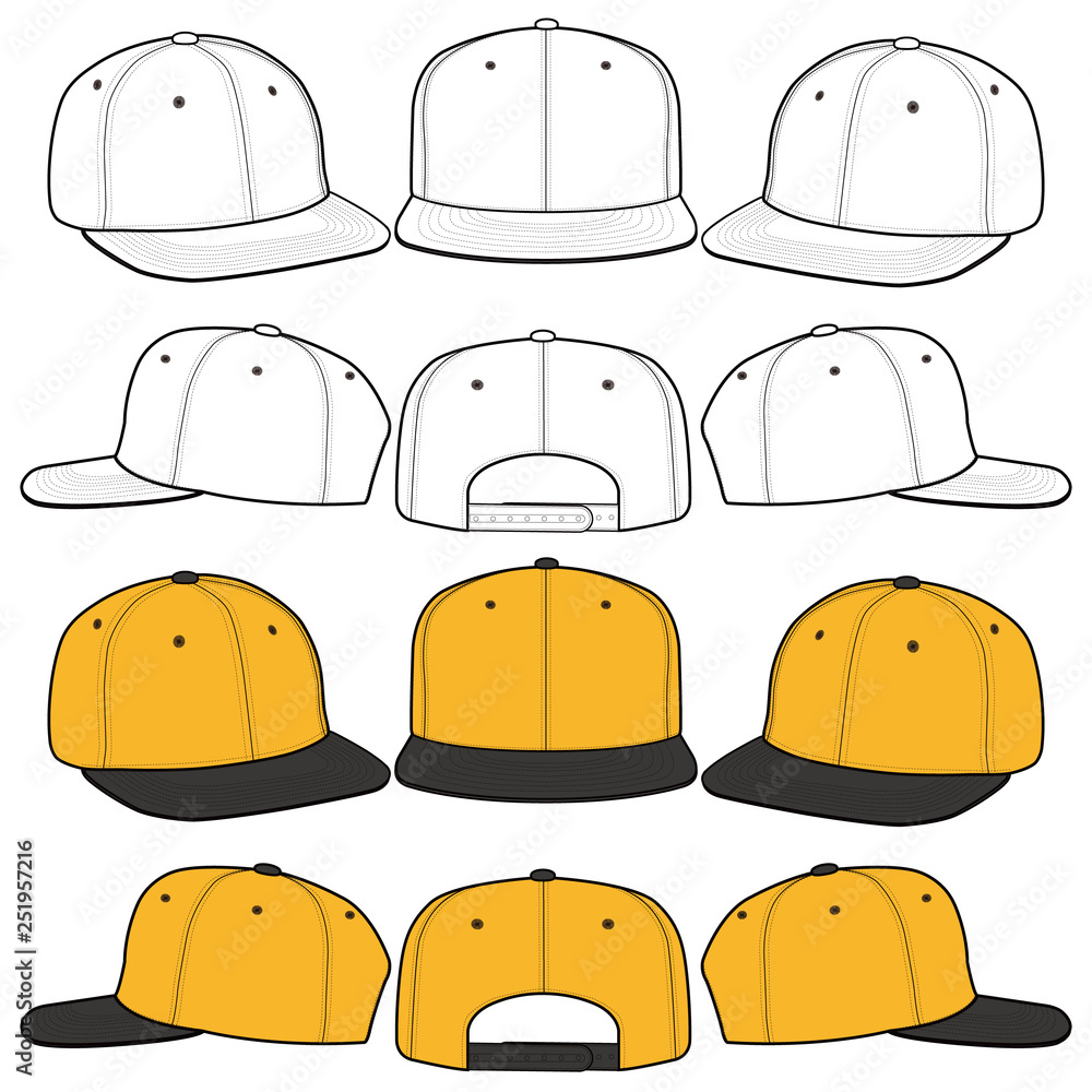 SNAPBACK Cap Fashion flat vector mockup design Stock Vector | Adobe Stock