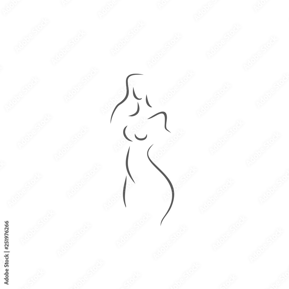 Woman Body Shape Vector Line Illustration Stock Vector Adobe Stock