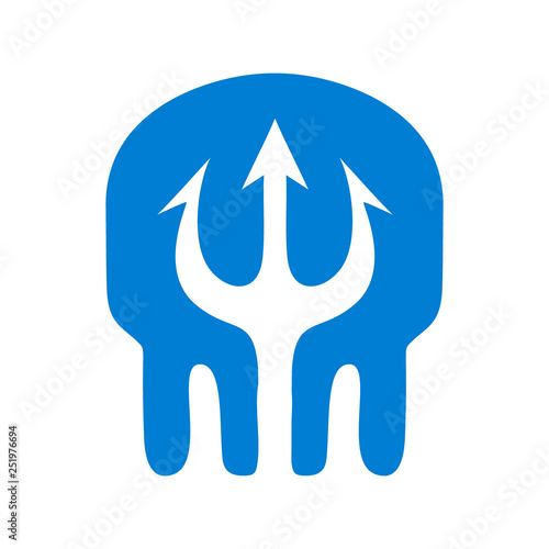 skeleton skull head with trident atlantis logo icon vector template ...