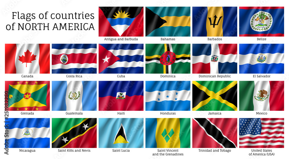 Poster National countries flags of North America continent – Wall Art ...