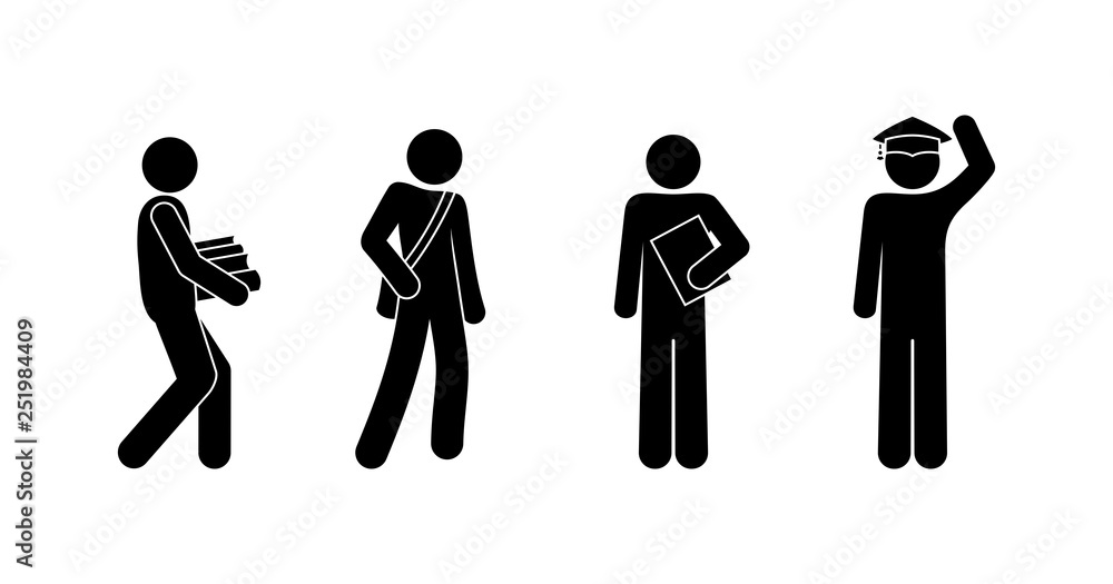 students icon set stick figure Stock Illustration | Adobe Stock