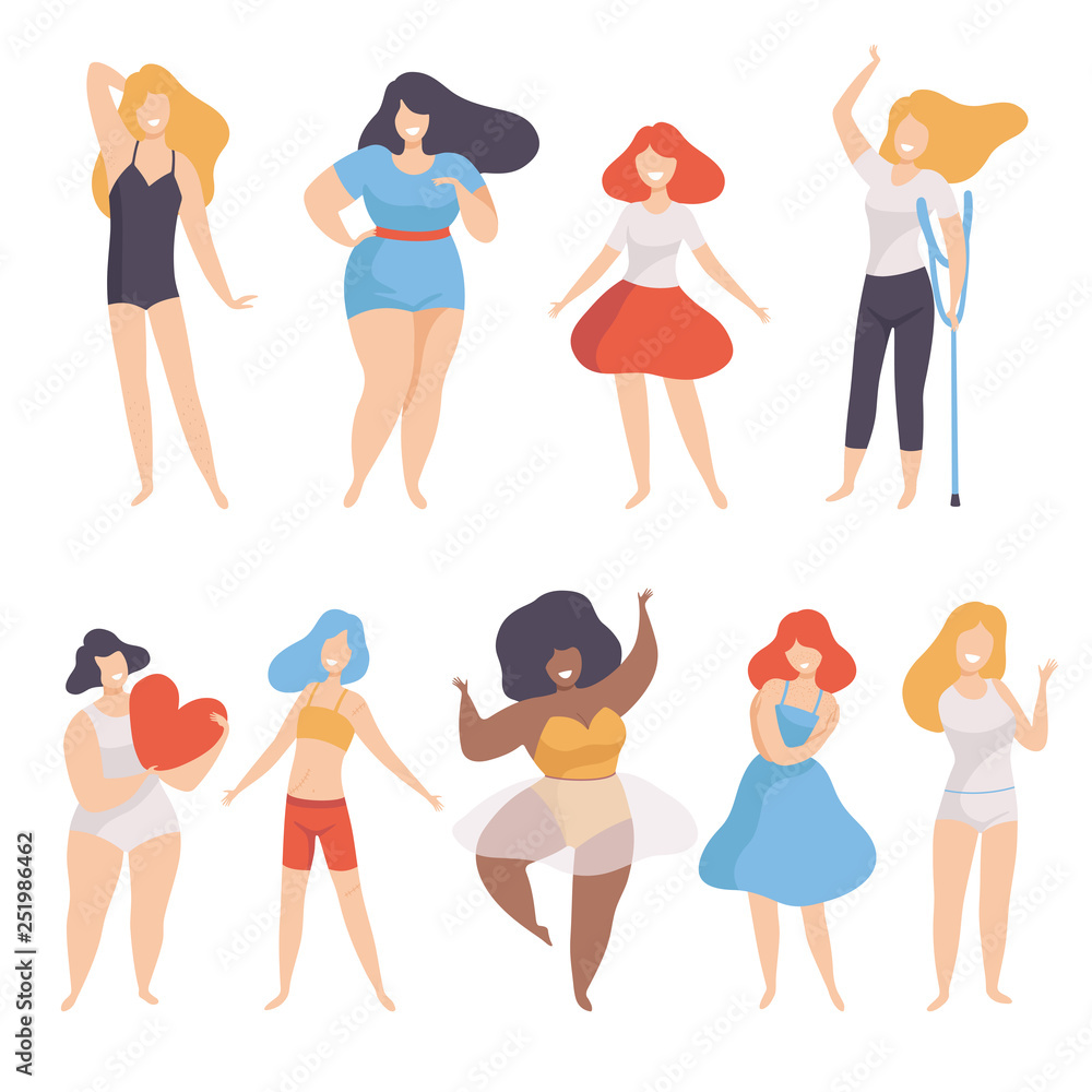 Collection of Women of Different Figure type and Height, Body Positive ...