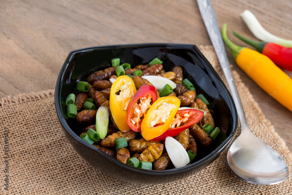 Silkworm Pupae (Bombyx Mori). Food insects for eating as food items ...