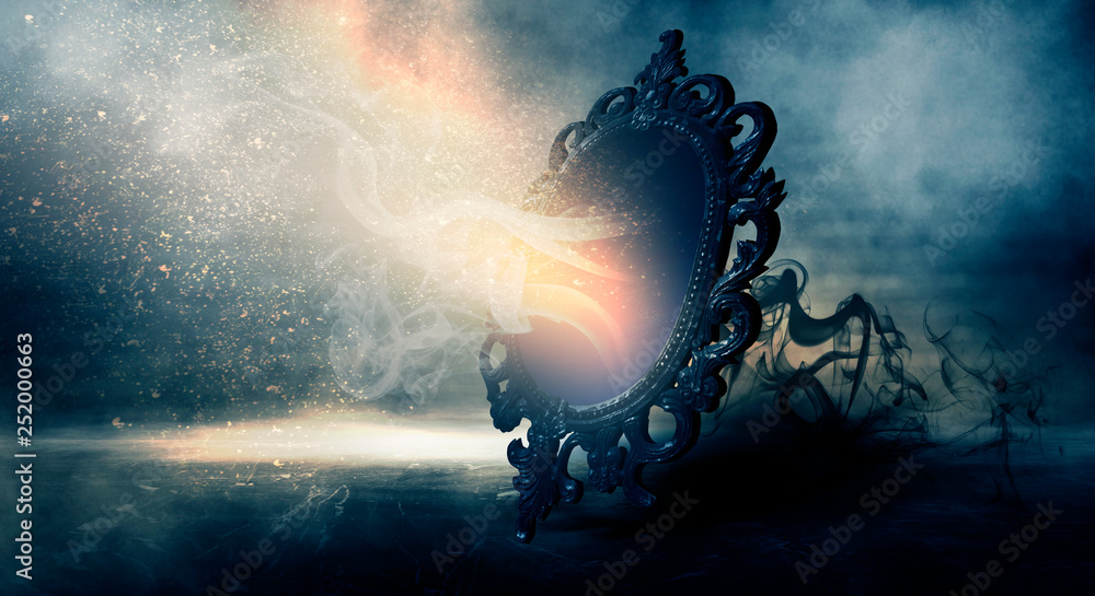 Mirror magic, fortune telling and fulfillment of desires. Fantasy with ...