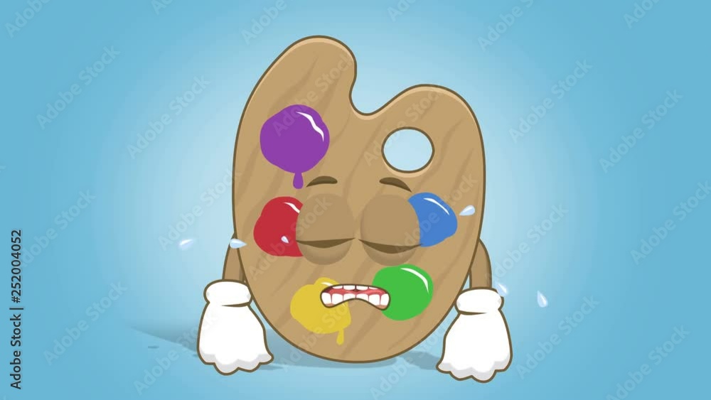 Cartoon Artist Color Palette Sorrow Cry with Face Animation Alpha Matte ...