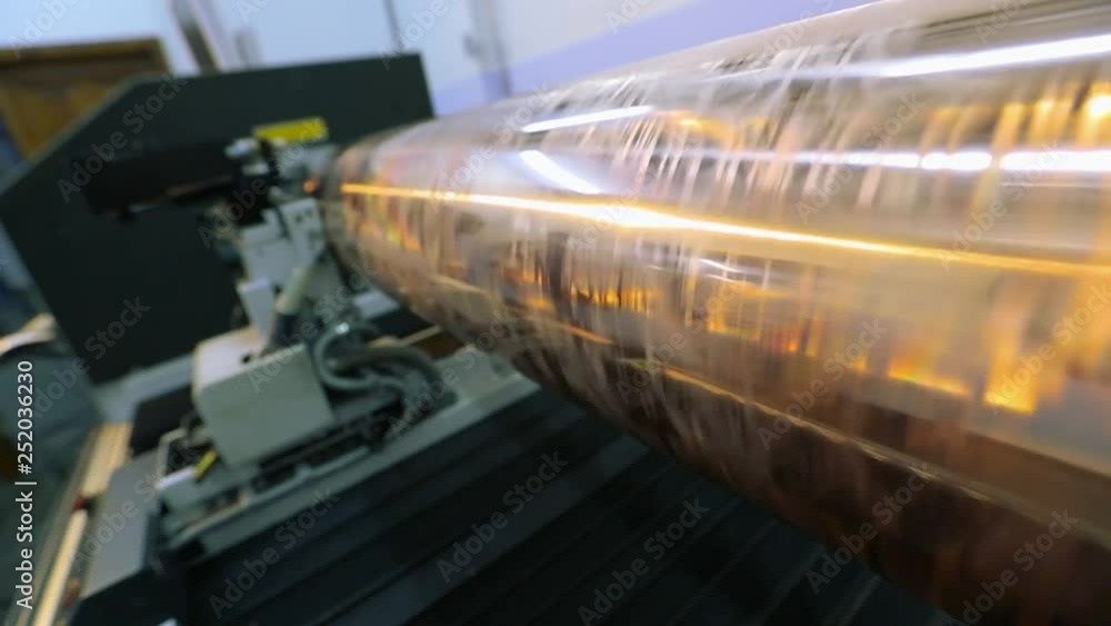 The mechanism of printing on wallpaper. Modern digital printing press ...