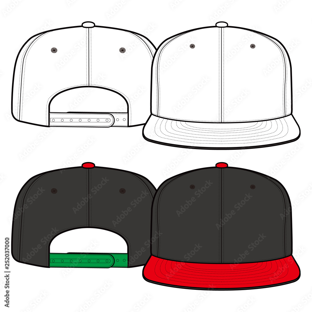 SNAPBACK Cap Fashion flat vector mockup design Stock Vector | Adobe Stock