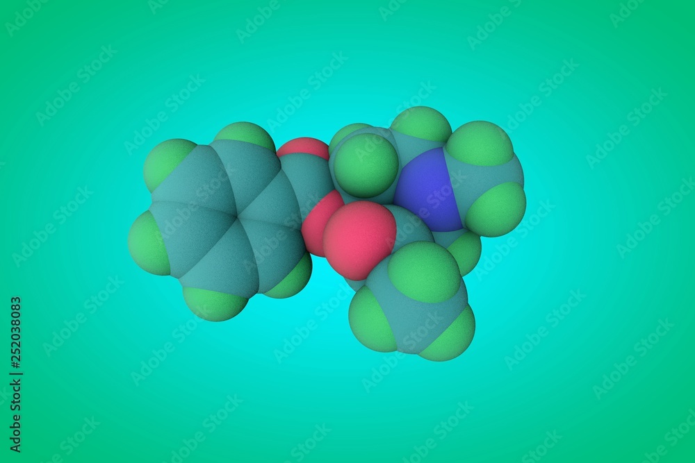 Molecular model of cocaine, a stimulant and psychoactive drug. Medical ...