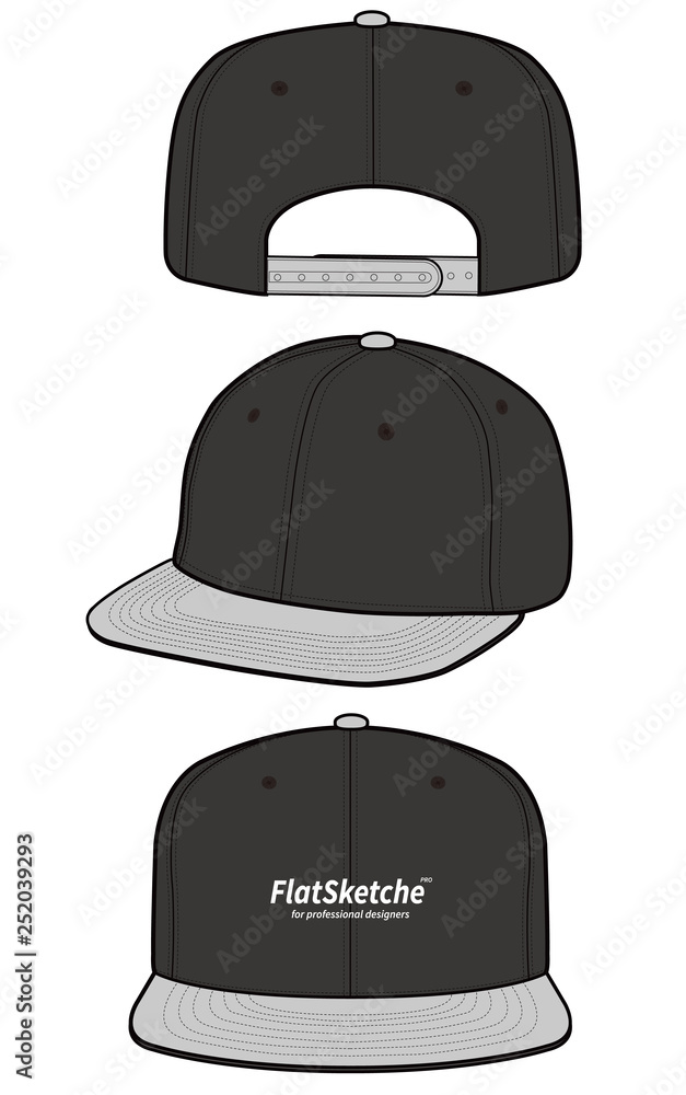SNAPBACK Cap Fashion flat vector mockup design Stock Vector | Adobe Stock