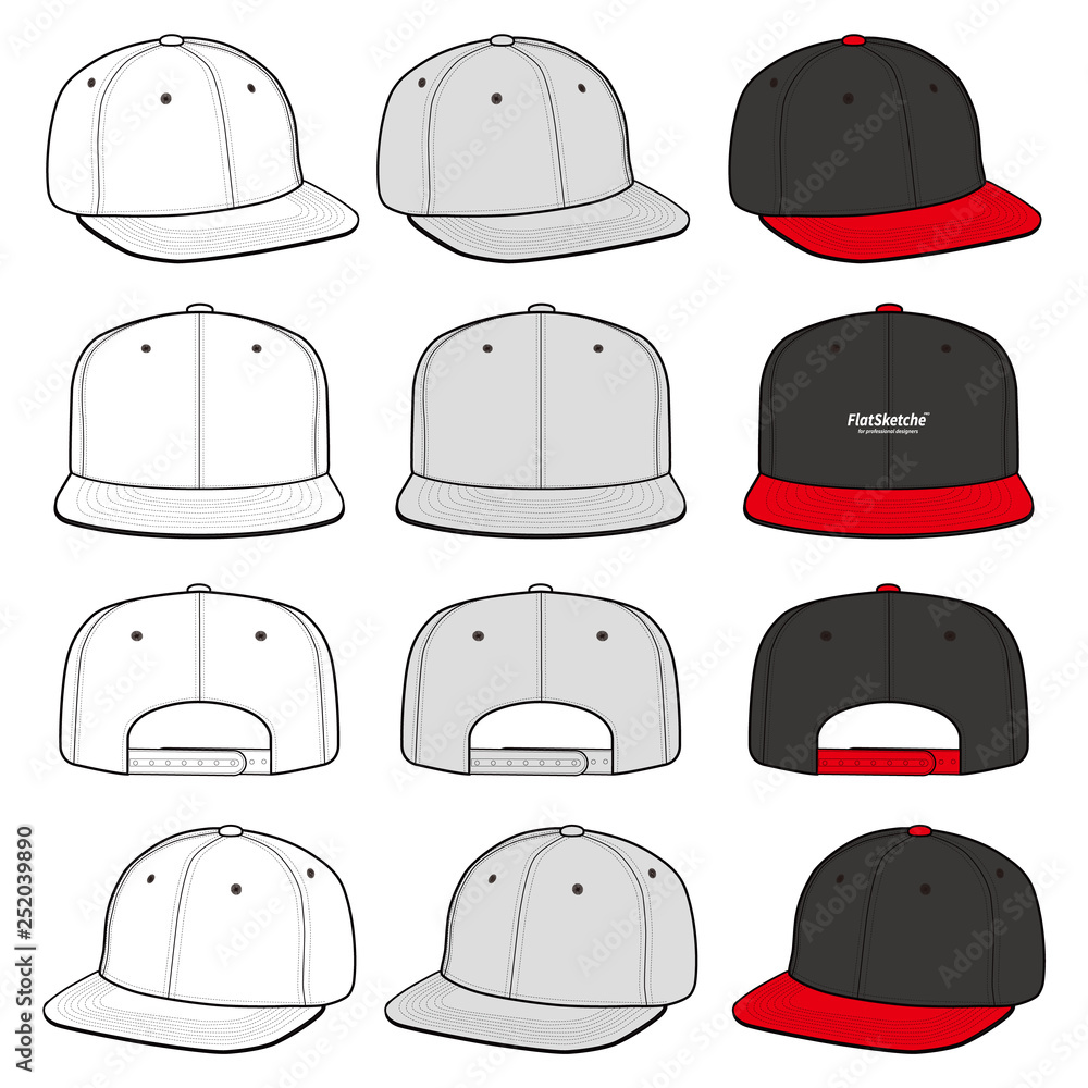 SNAPBACK Cap Fashion flat vector mockup design Stock Vector | Adobe Stock