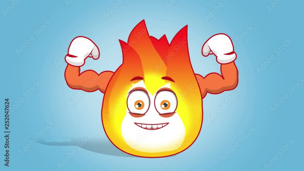 Cartoon Fire Flame Power Muscle with Face Animation Alpha Matte Stock ...