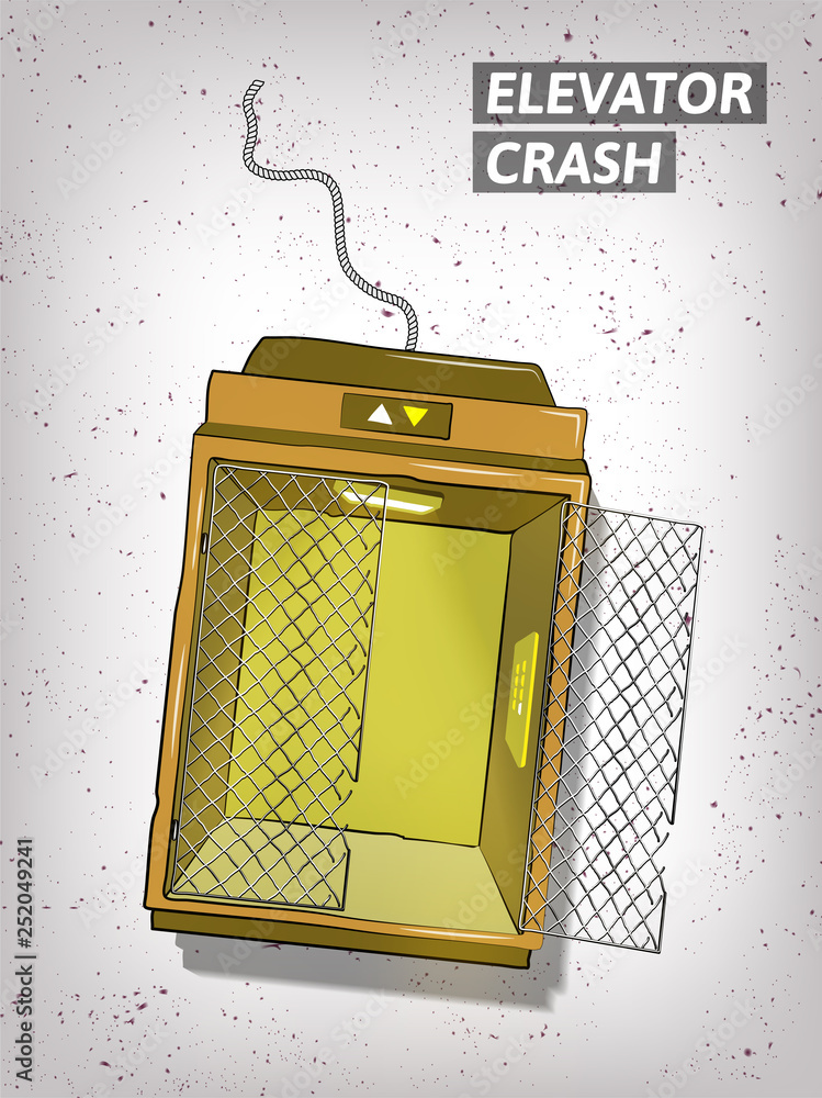 Hand drawn Elevator crash illustration on beton background for party ...