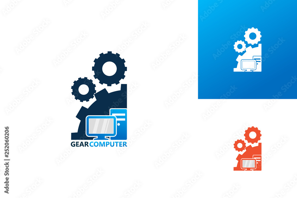 Gear Computer Logo Template Design Vector, Emblem, Design Concept ...