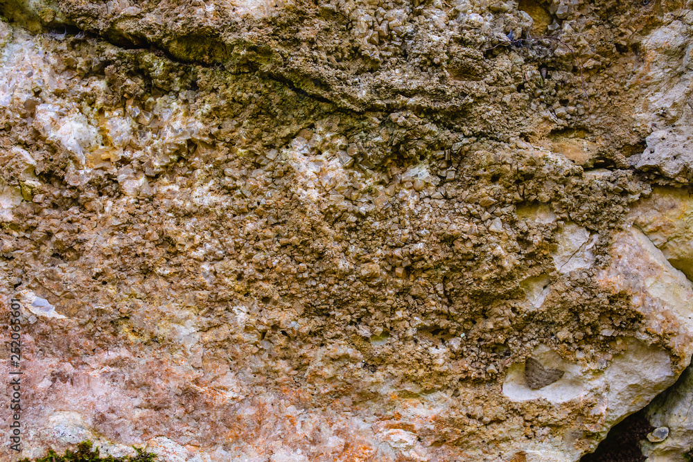 Closeup - beautiful structure of an ancient rock texture formation ...
