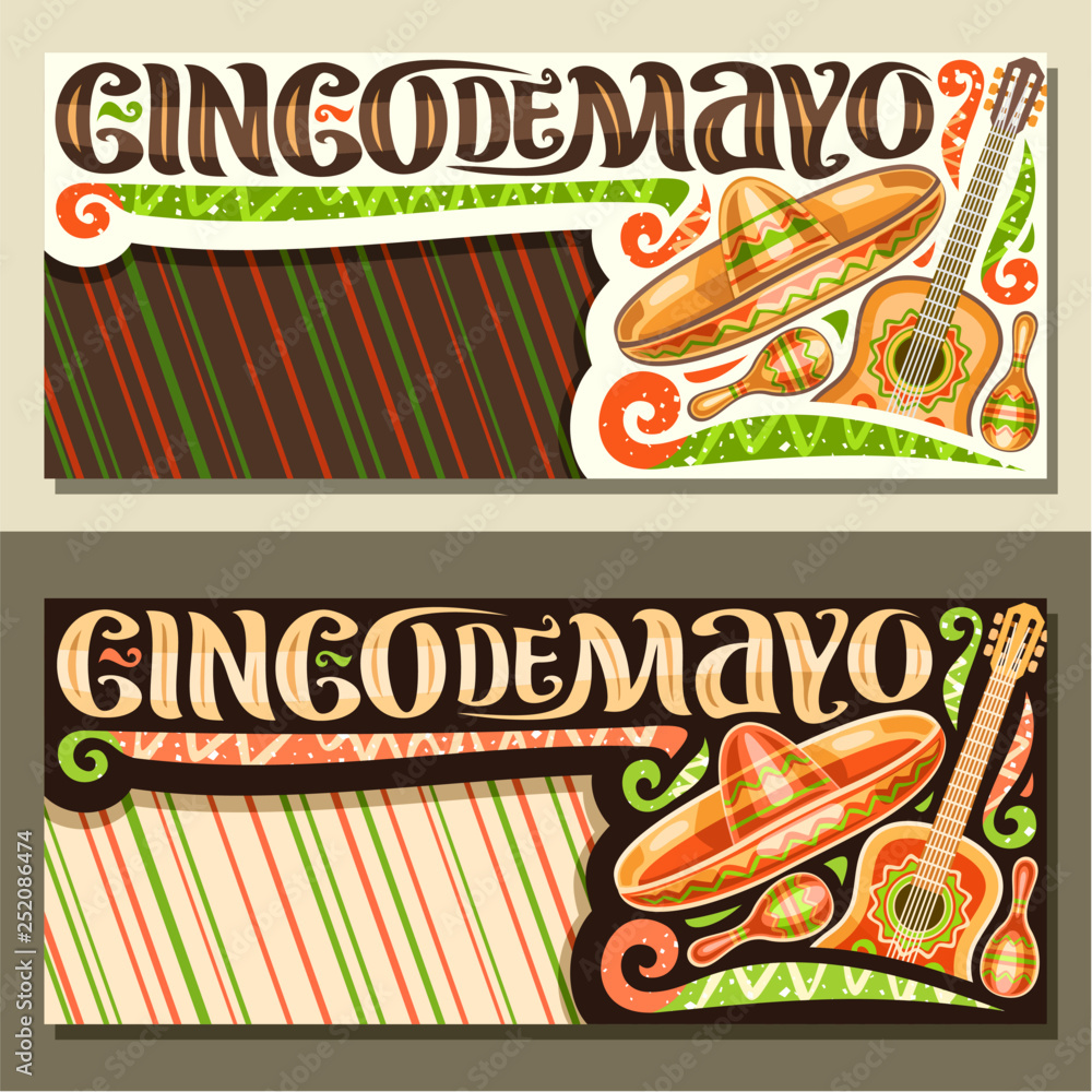 Vector banners for Cinco de Mayo holiday with copy space, layout with ...