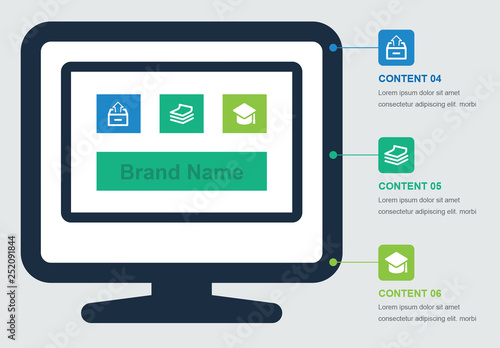 Infographic Layout with a Desktop Computer Illustration Stock Template ...