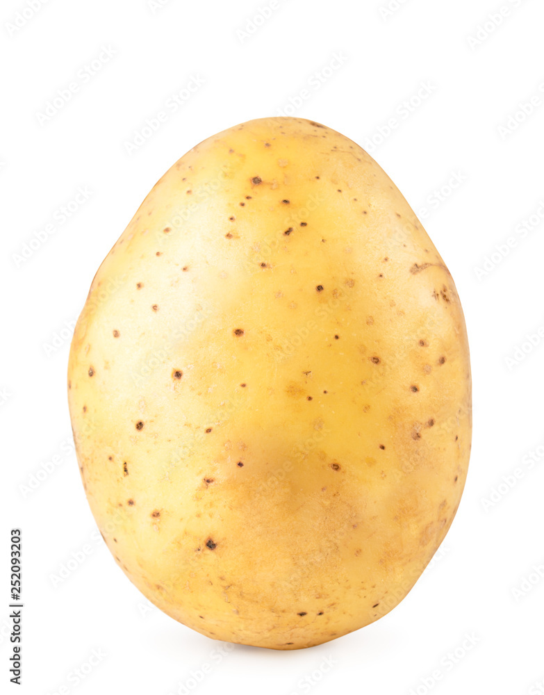 One potato closeup on a white background. Stock Photo | Adobe Stock