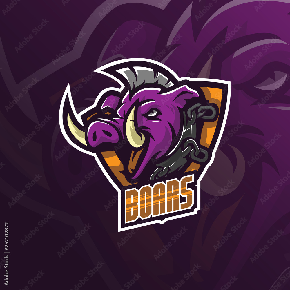boar vector mascot logo design with modern illustration concept style ...