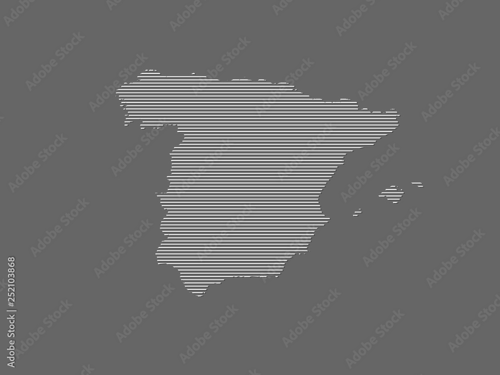 Spain map vector illustration using simple straight lines of white ...