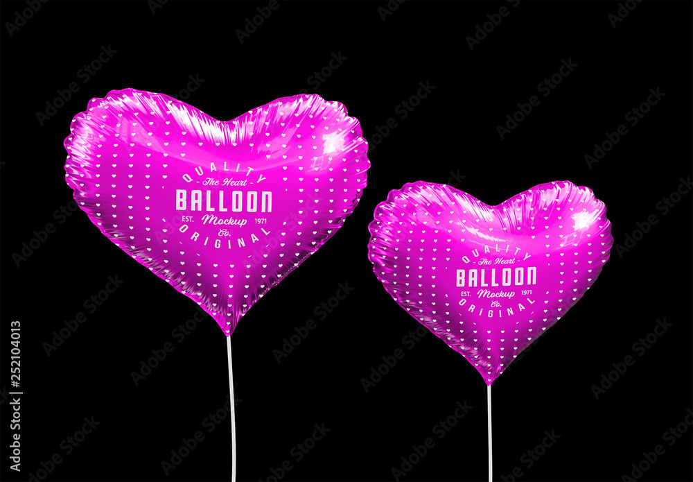 Two Metallic Heart Balloons Mockup Stock Template | Adobe Stock