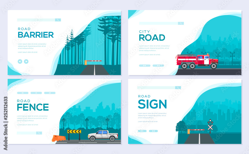 Traffic light day. Urban sign brochure card set. Road transportation ...