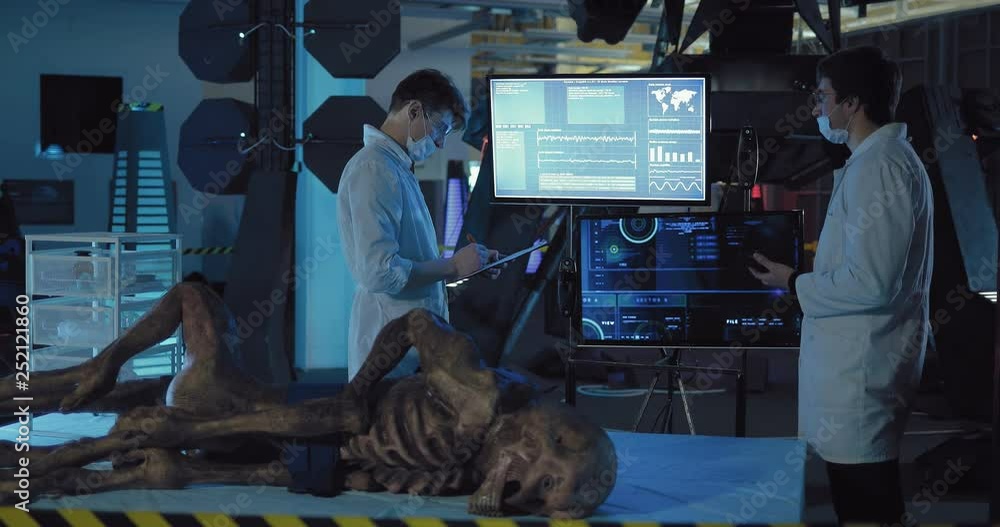 Young men scientists spend scientific experience in space laboratory ...