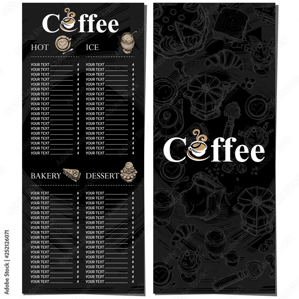 Vetor de menu coffee shop cafe restaurant template design hand drawing ...